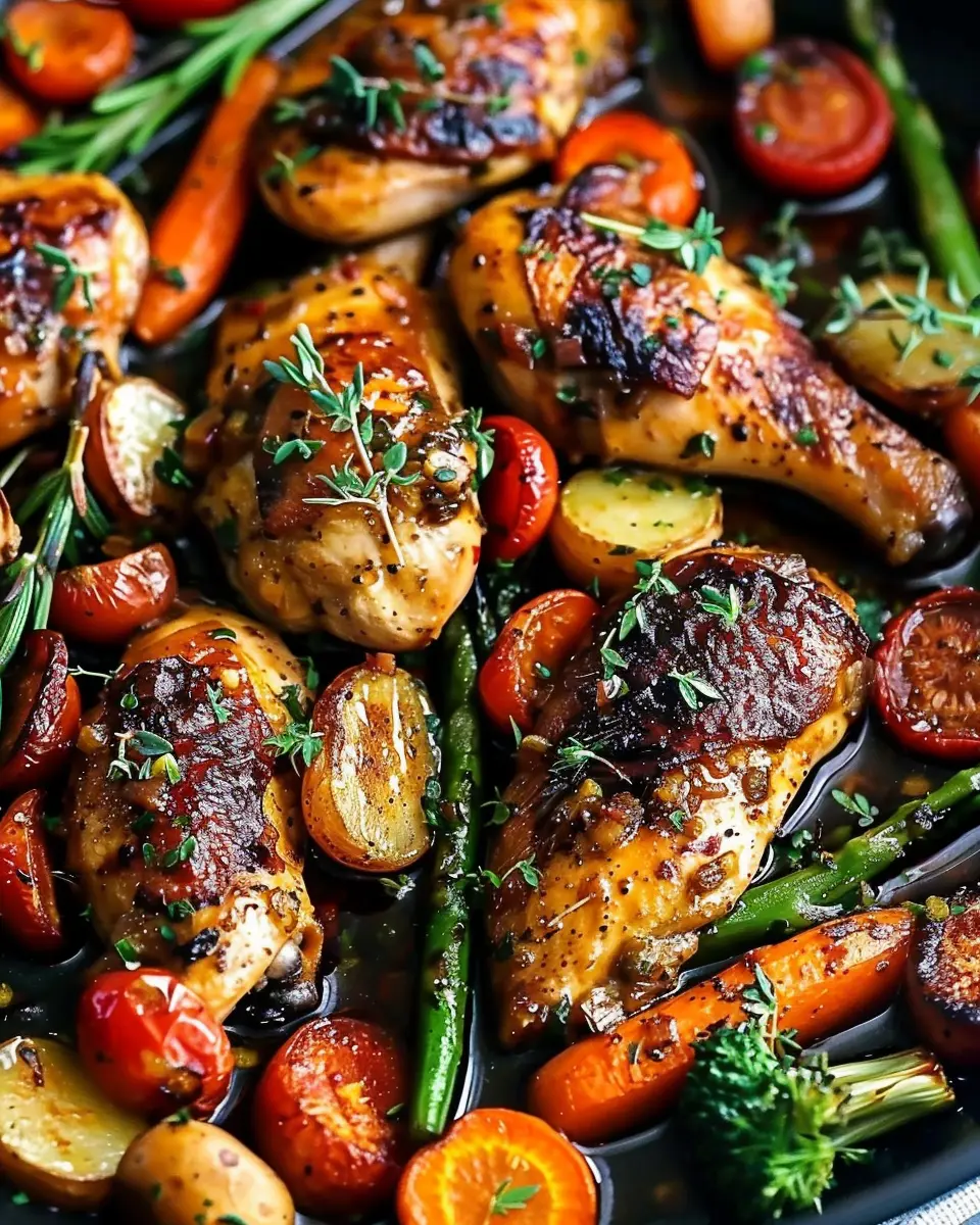 one pan balsamic chicken and veggies