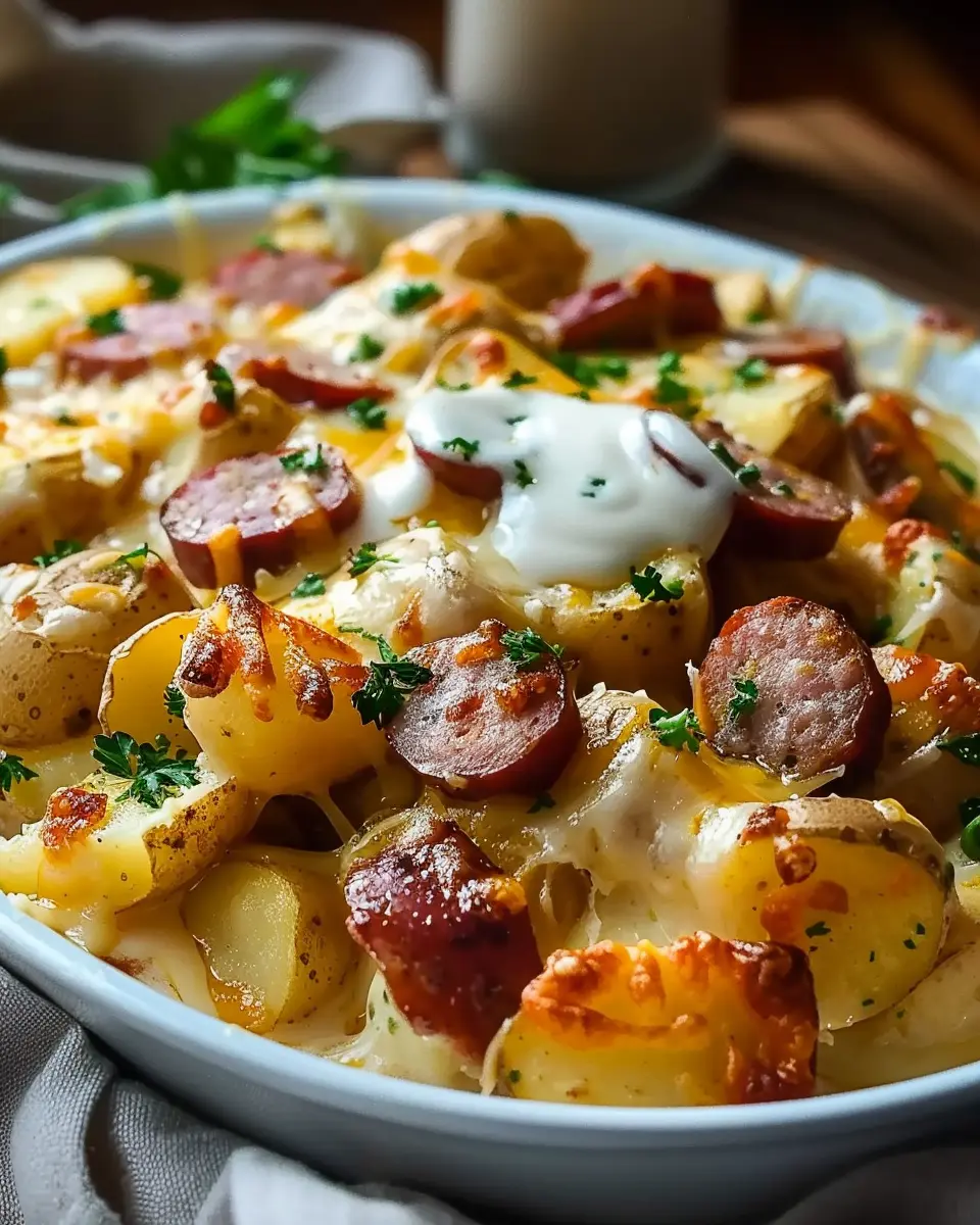 Cheesy Ranch Potatoes and Smoked Sausage
